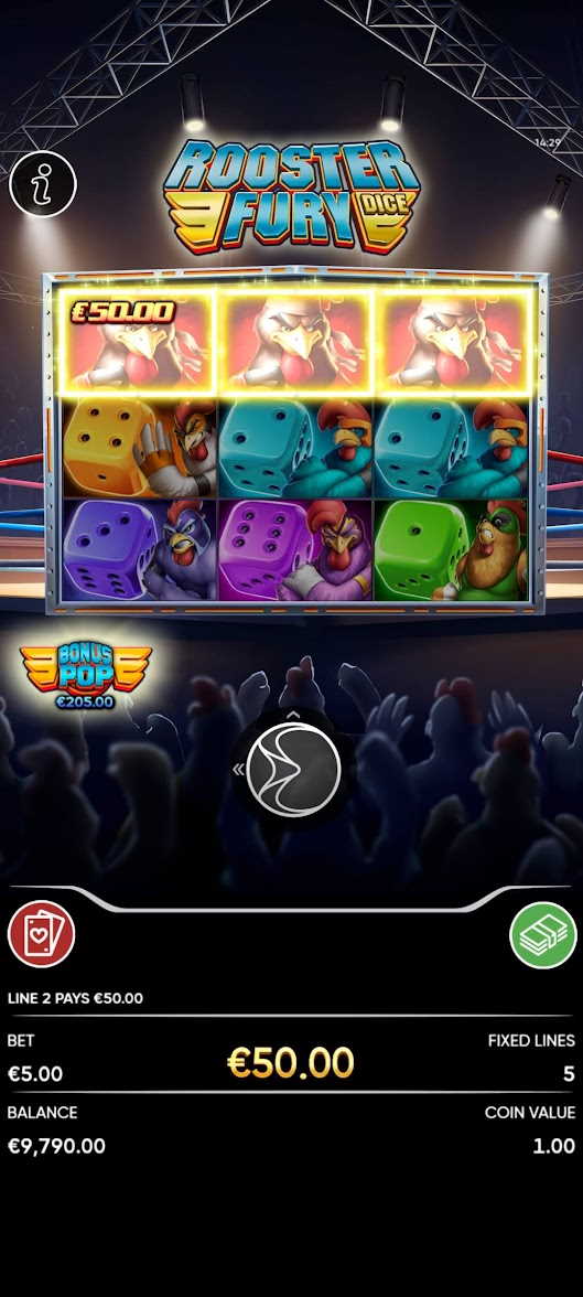 ¡Jugá a las tragamonedas y probá la divertida Rooster Fury Dice!